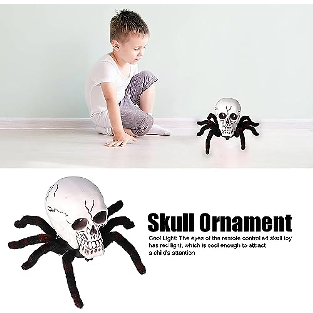 2023 New Skull Tarantula Toy, Remote Control Spider, Spooky RC Spider Prank Toy with Light Up Eyes, High Simulation Fake Spider, Great Hallowee Toy for Kids