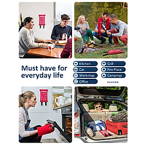 Ecoey Fire Blanket, Fiberglass Fire Blanket for Home & Kitchen, Emergency Blankets for Survival, Fire Blankets for People, Flame Retardant Fabric, Fireproof Blanket, Fire Safety, FJ109-B, 2 Packs