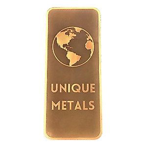1 Pound .999 Pure Copper Bar Bullion with Element Design - Unique Metals