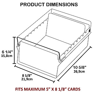Acrimet 5 X 8 Card File Holder Organizer Metal Base Heavy Duty (AZ Index Cards and Divider Included) (Purple Color with Clear Crystal Plastic Lid Cover)