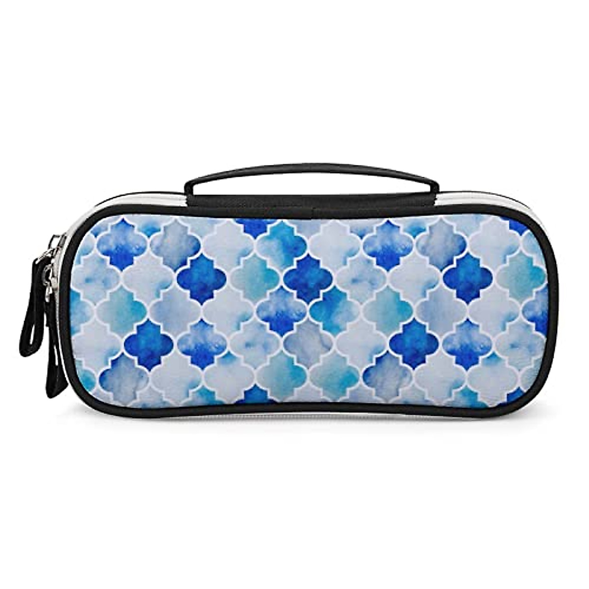 Beautiful Moroccan Style Printed Pencil Case Bag Stationery Pouch with Handle Portable Makeup Bag Desk Organizer