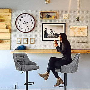 HERA'S PALACE 360 Swivel Bar Stools, Modern Barstool PU Leather Adjustable Counter Height Swivel Stool with Armrest and Backrest for Cafe, Kitchen, (Grey)