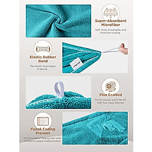 Hicober Microfiber Hair Towel, Hair Towel Wrap Turbans for Women,Hair Drying Towel Wrap Hair Accessories for Women Girls-Plum,Navy,Aqua Green,3Packs