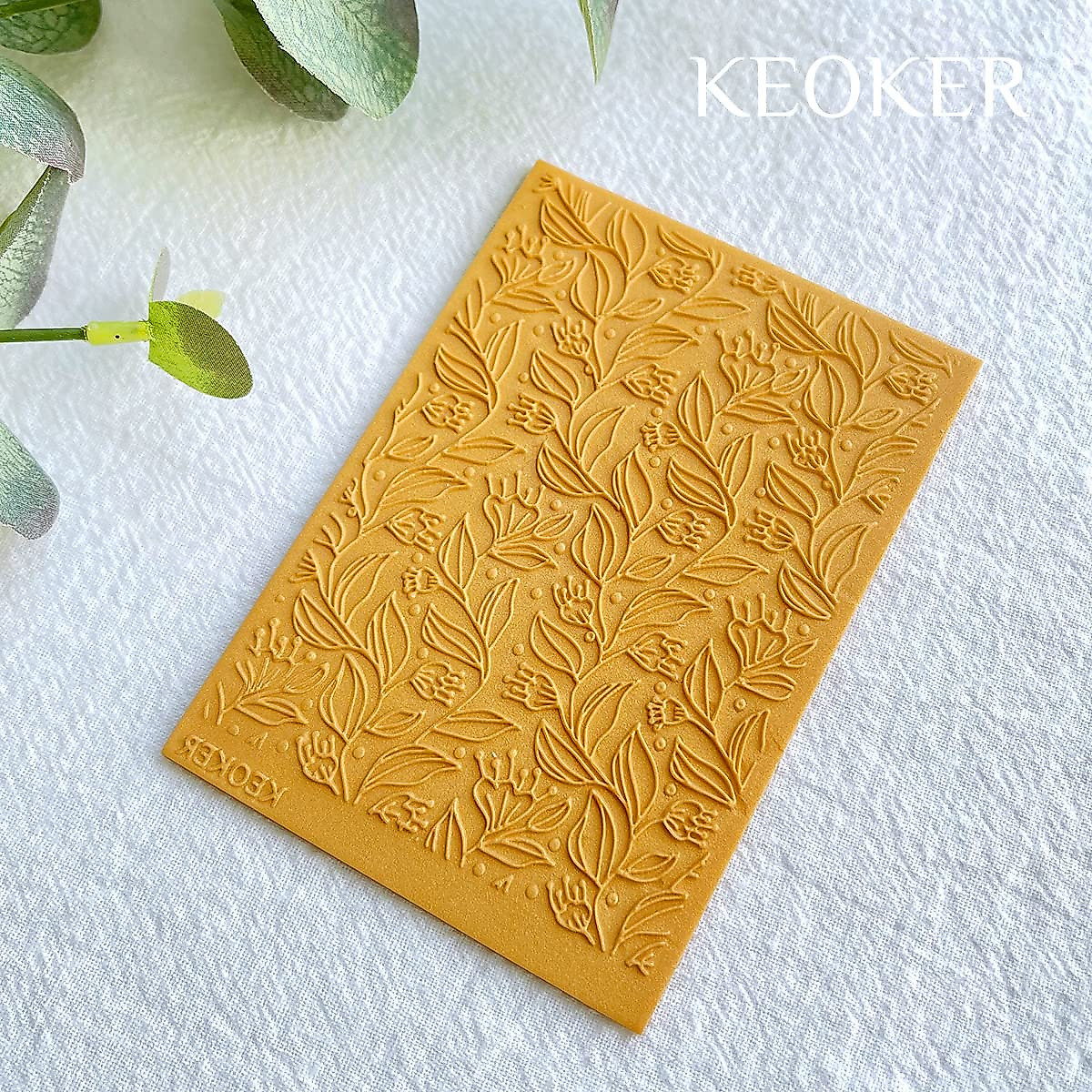 Keoker Polymer Clay Texture Sheets, Clay Texture Mat for Making Earrings Jewerly, Polymer Clay Texture Roller (No. 7 Floral)