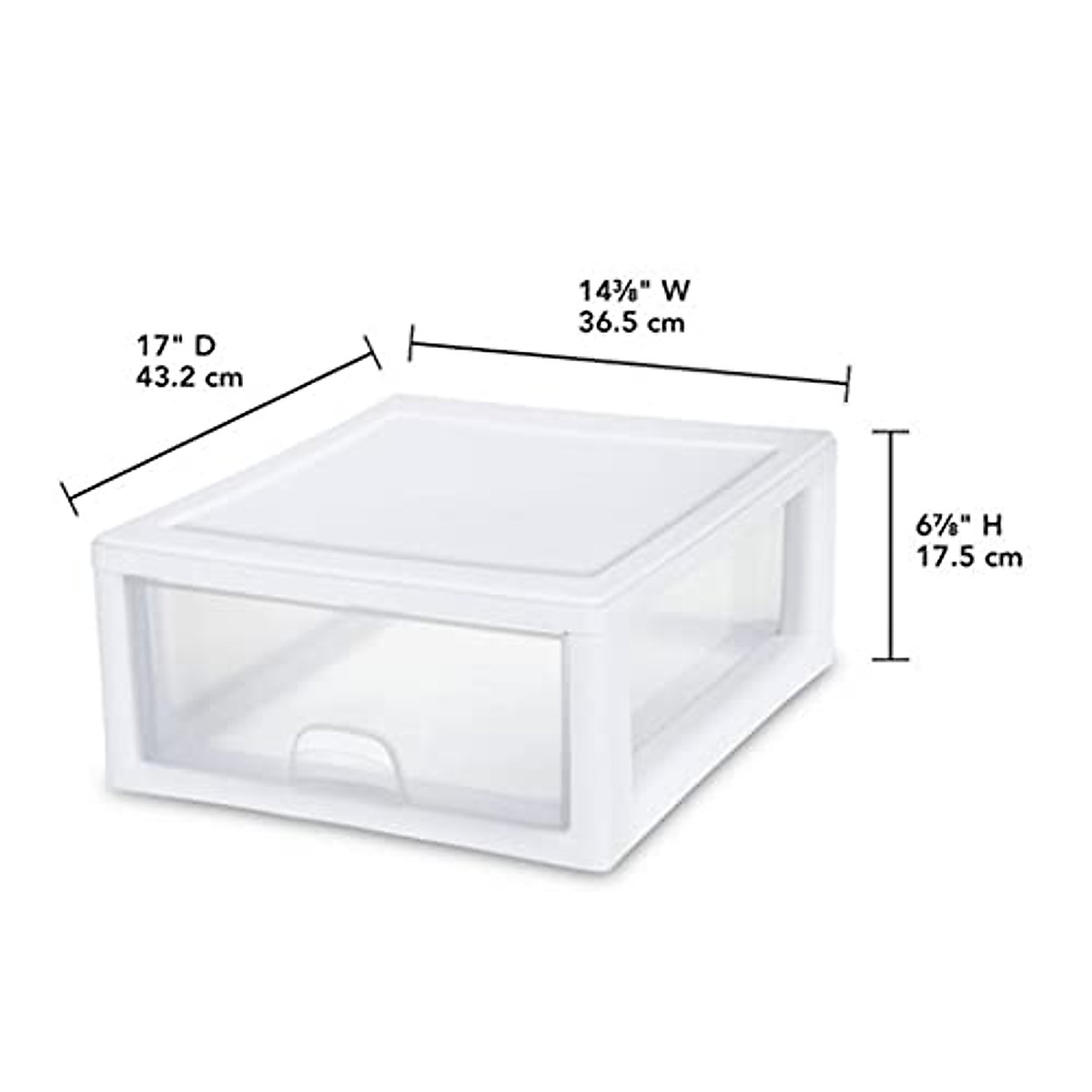 Sterilite 16 Quart Stackable Sturdy Plastic Storage Drawer Container for Home and Office Organization, Clear and White (12 Pack)