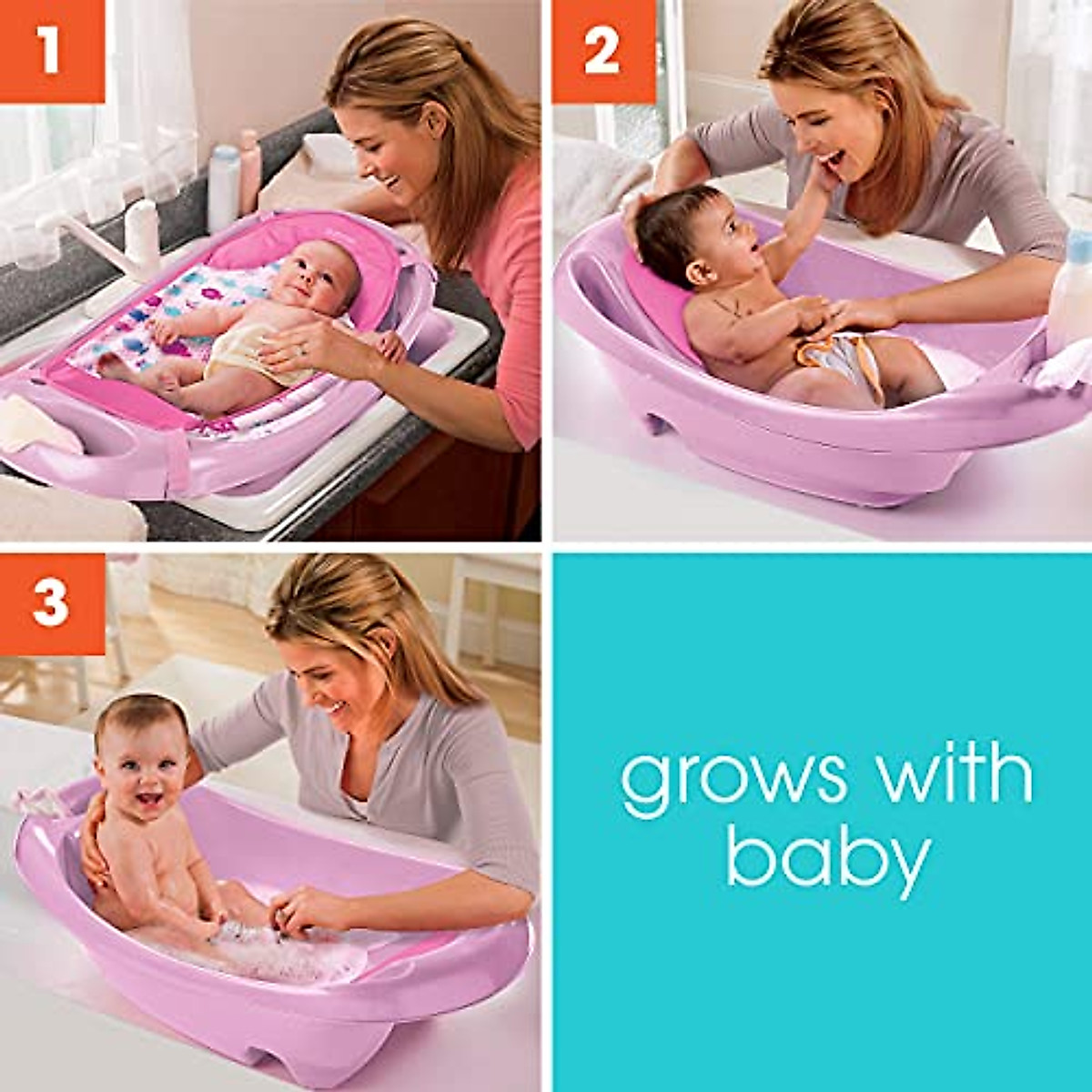 Summer Infant Splish 'N Splash Newborn to Toddler Bath Tub, Pink