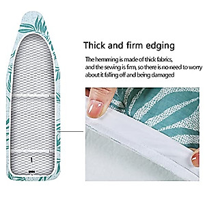MZXcuin 15" x 54" Ironing Board Cover and pad, Extra Thick Cotton Iron Cover with Padding Heat Reflective Heavy Duty Pad, Green Leaves