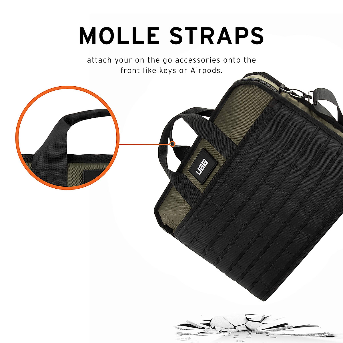 URBAN ARMOR GEAR UAG Tactical 15-inch Slim Brief, fits most devices up to 15-inch to 16-inch, Rugged Protective Slim Secure Laptop Tablet Carrying Bag with Shoulder Strap, Olive