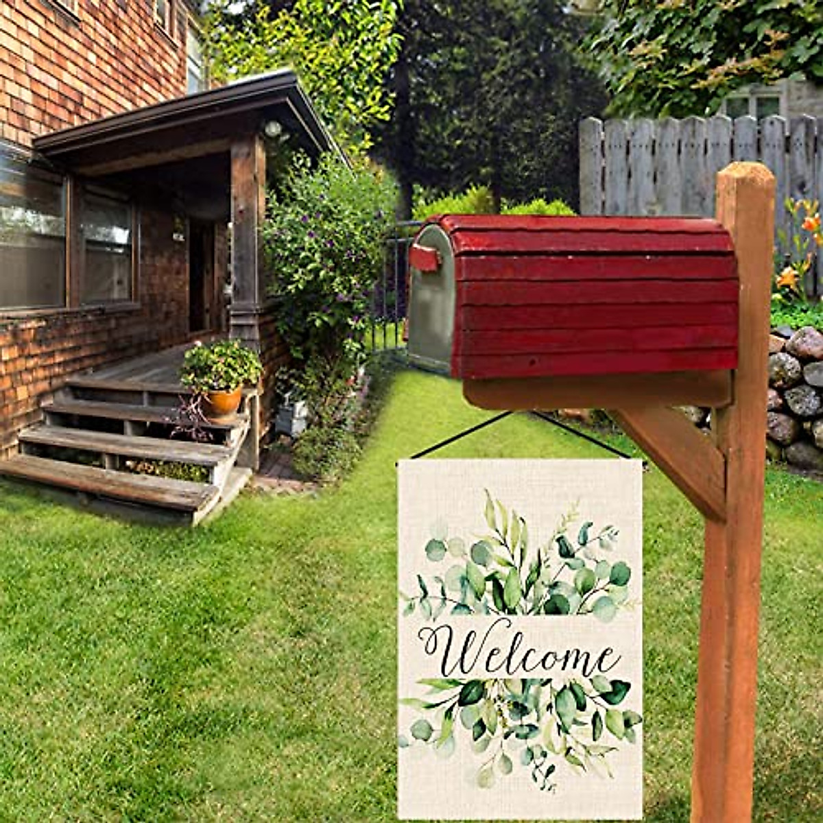 Tosewever Spring Leaves Welcome Garden Flag 12.5x18 Inch Spring Summer Green Floral Vertical Double Sided Burlap Yard Flag for Outside Holiday Outdoor Farmhouse Decor (12.5x18 inch)