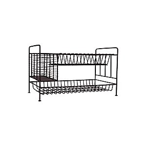 Creative Co-Op 2-Tier Metal Dish Rack with Utensil Compartment