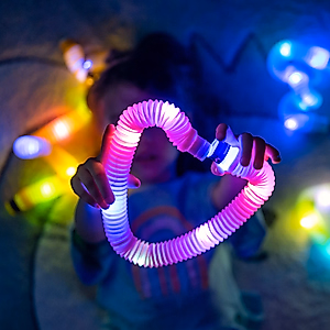 nutty toys Light Up Pop Tubes Sensory Toys - Glow Sticks for Kids, Fine Motor Skills Toddler Toy, Top ADHD & Autism Fidget 2024 Best Preschool Gifts Idea, Unique Boy & Girl Easter Basket Stuffers