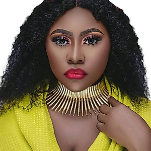 Barode African Collar Choker Necklace Gold Statement Chokers Bib Chunky Necklaces Jewelry for Women(Gold)