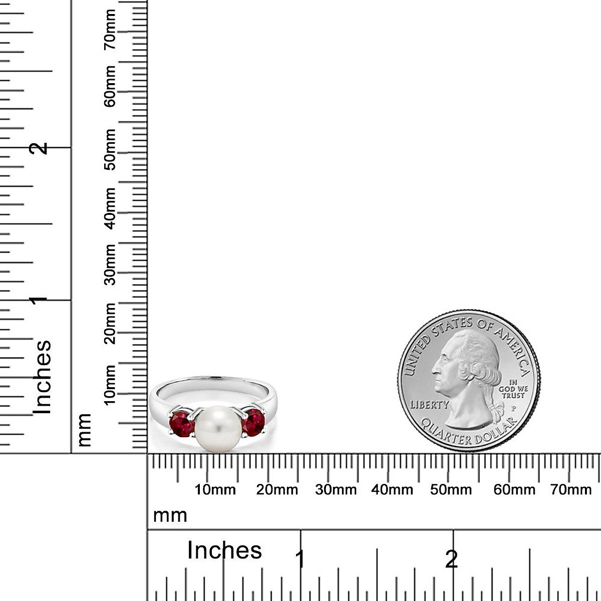 Gem Stone King Build Your Own Ring - Personalized Birthstone Ring in 925 Sterling Silver Freshwater Pearl Ring (Size 7)