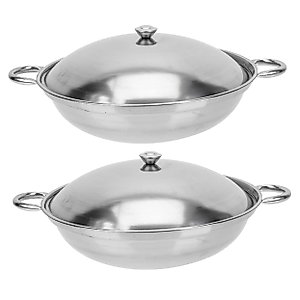 VINTORKY 2Pcs Stainless Steel Multi Purpose Pot with Lid Practical Double Ear Saucepan for Kitchen Cookware for Cooking Boiling and Simmering