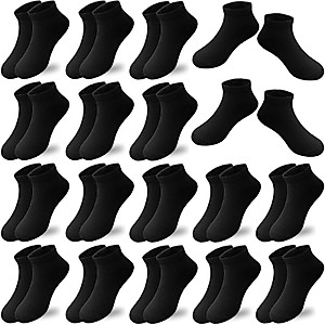 JAMEGIO Janegio 18 Pairs Kids' Black Ankle Socks Low Cut Half Cushion Sport Ankle Socks Boys Girls(6-8 Years)