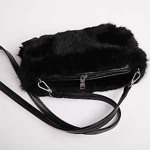 URSFUR Women Warm Hand Muff Genuine Rabbit Bag Purse Winter Hand Warmer
