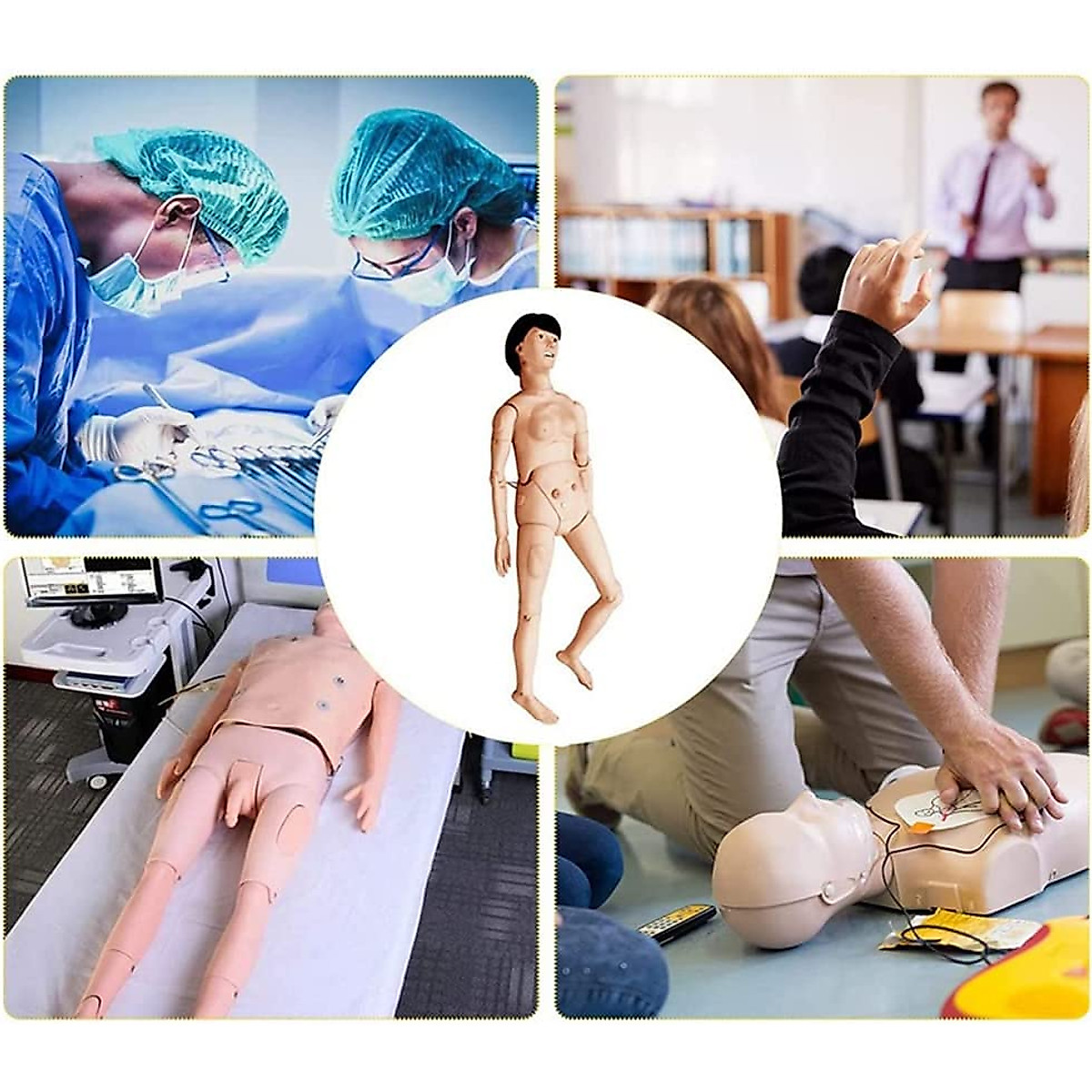 SHENGANG Female, Male PVC Patient Care Manikin Training CPR Simulator Basic Nursing Skills Geriatric Human Model for Medical Nursing Training Manikin, Life Size,Male