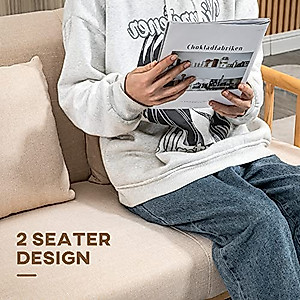 HOMCOM 48" 2-Seater Couch for Small Spaces, Modern Loveseat Sofa for Bedroom, Living Room Furniture, & More, Upholstered Small Couch, Beige