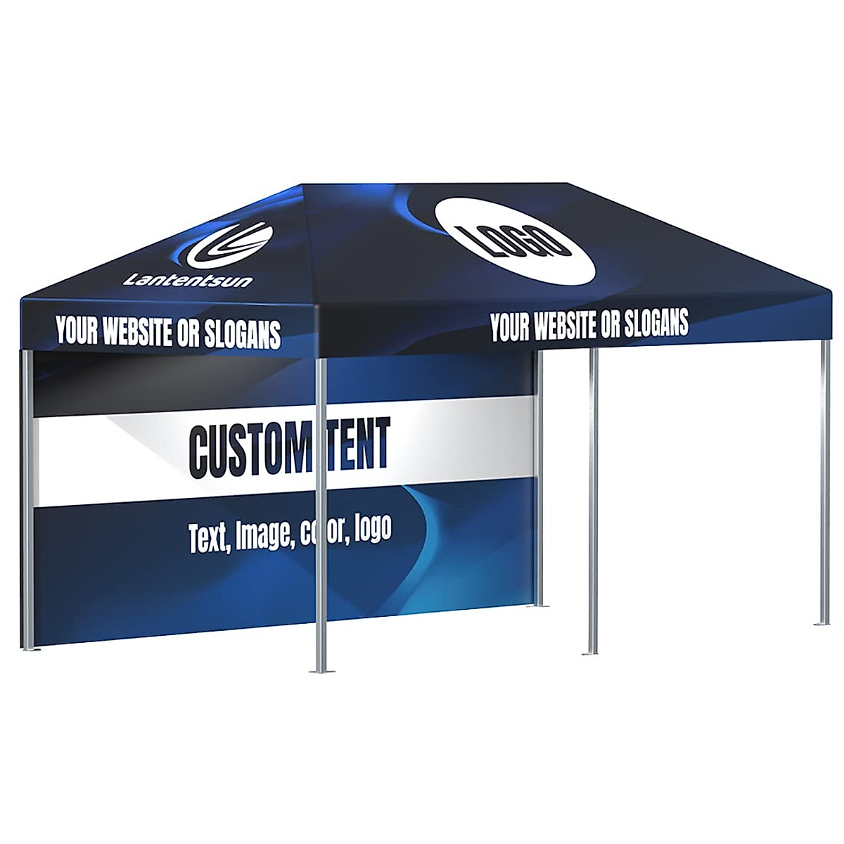 LANTENTSUN 10X20ft Custom Canopy Pop Up Tent Kit for Tradeshow Advertising Gazebos with Wall and Frame - Logo, Color, Words, Pictures