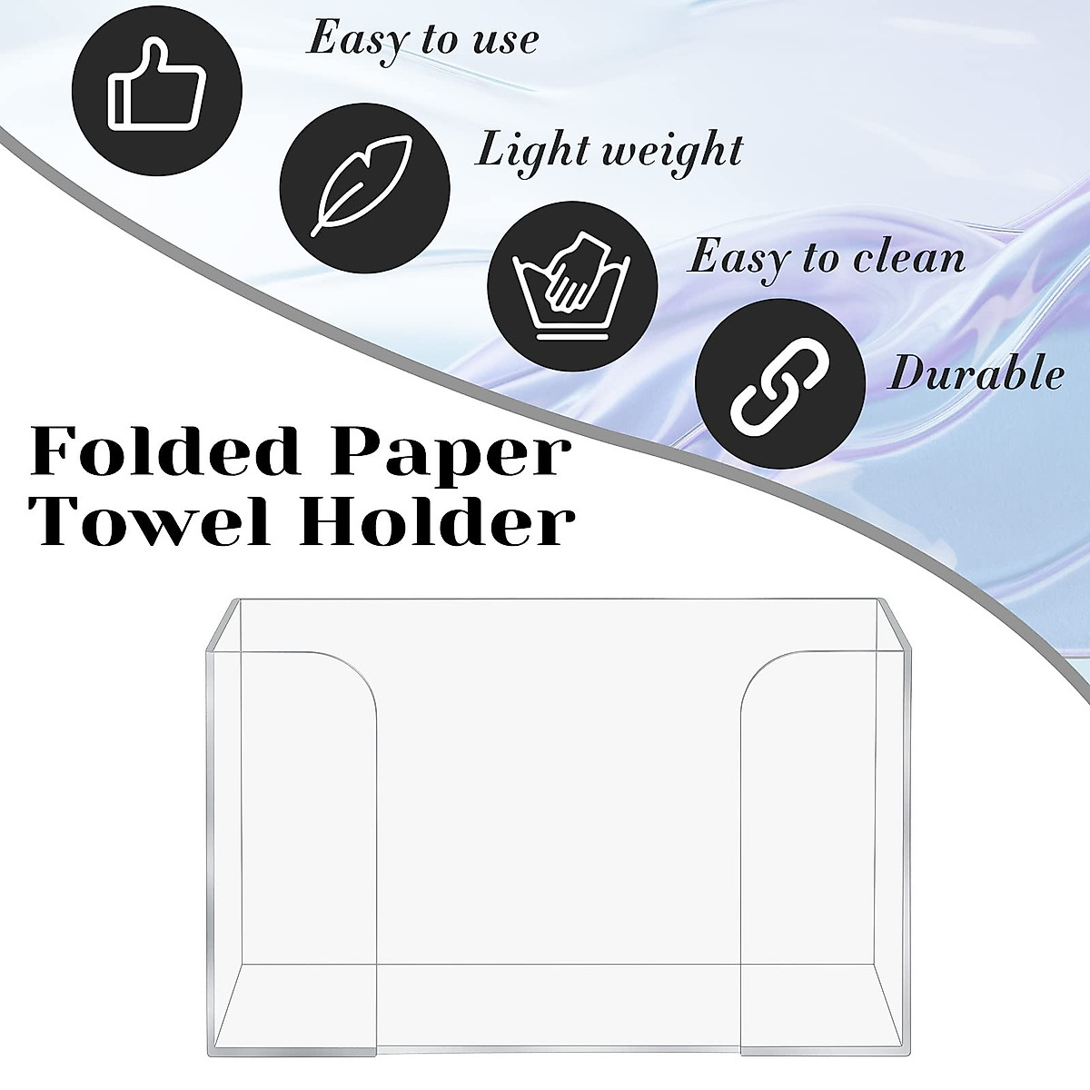 Pack of 2 Paper Towel Dispenser Countertop Acrylic Folded Paper Towel Holder, 11.4'' W x 4.2'' D x 6.7'' H, Clear Guest Napkin Dispenser for Z-fold C-fold Multi-fold Paper Towels(2 Pcs)