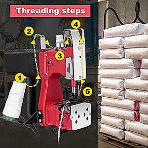 Bag Closing Machine,Portable Bag Closer,Automatic Woven Bag,18000 Rpm 2600 Stitches/Min-2 Seconds/Bag,Kraft Paper Bags,Pp/Pe Woven Bags,Composite Bags,Sacks,Leather,Agriculture,Red