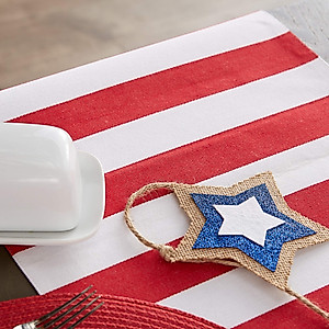 DII 4th of July Stars & Stripes Tabletop Collection Table Runner, 14x72, Red, White, & Blue