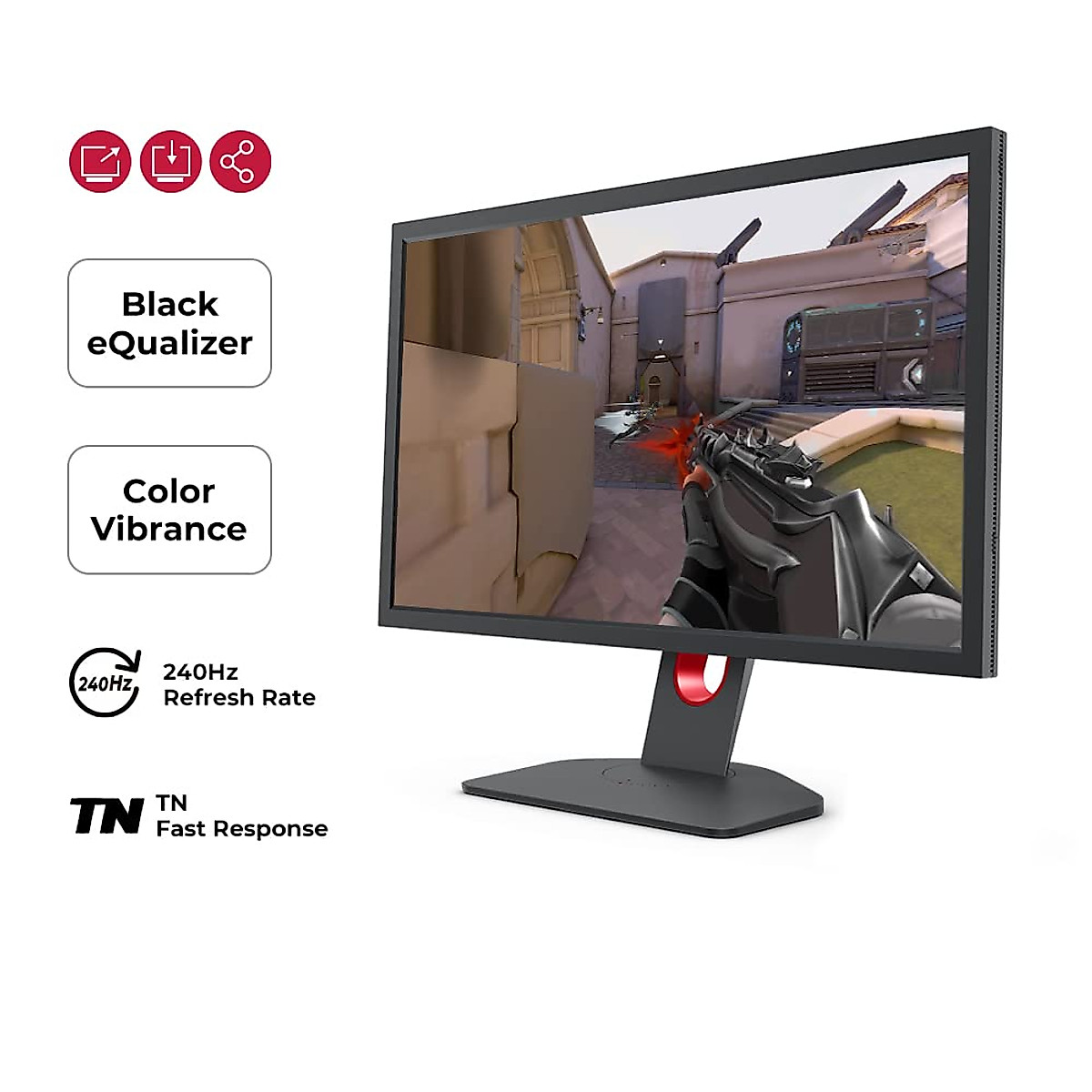BenQ ZOWIE XL2540K 24.5-inch 240Hz Gaming Monitor 1080P 1ms Smaller Base Flexible Height & Tilt Adjustment XL Setting to Share Customizable Quick Menu Black eQualizer Color Vibrance