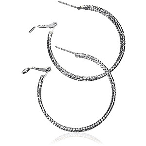 GUESS Silvertone Multi Textured Wire Hoop Earrings