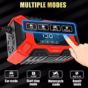 SinoTrack Car Battery Charger 6-Amp, 12V Smart Fully Automatic Battery Charger Maintainer Trickle Charger for Car Truck Motorcycle Lawn Mower Boat Marine Lead Acid Batteries 12 Volt
