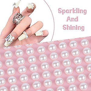 2744 Pcs Hair Pearls Stick On, Self Adhesive Pearls Stickers, Stick On Pearls, Hair Gems Stick On, Face Pearls, Face Gems, Beige Pearl Stickers for Hair Face Makeup Nail DIY Crafts,Valentine's Day,Assorted Size