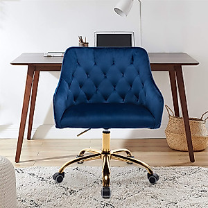 FIVESHOW Swivel Shell Chair for Living Room/Bed Room, Modern Leisure Office Chair,Height Adjustable (Navy)