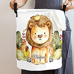 King of Jungle Lion Personalized Laundry Basket Clothes Hamper Storage Handle Waterproof, Custom Collapsible Large Capacity , for Bedroom Bathroom Toy Decoration