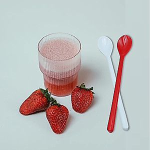 Goeielewe Set of 8 Mixing Spoon Melamine Long Espresso Spoons, Colorful Latte Spoon, Dessert Ice Cream Spoon, Cocktail Stirring Spoons for Coffee Dessert, 8.8-Inch (Mixed Color)