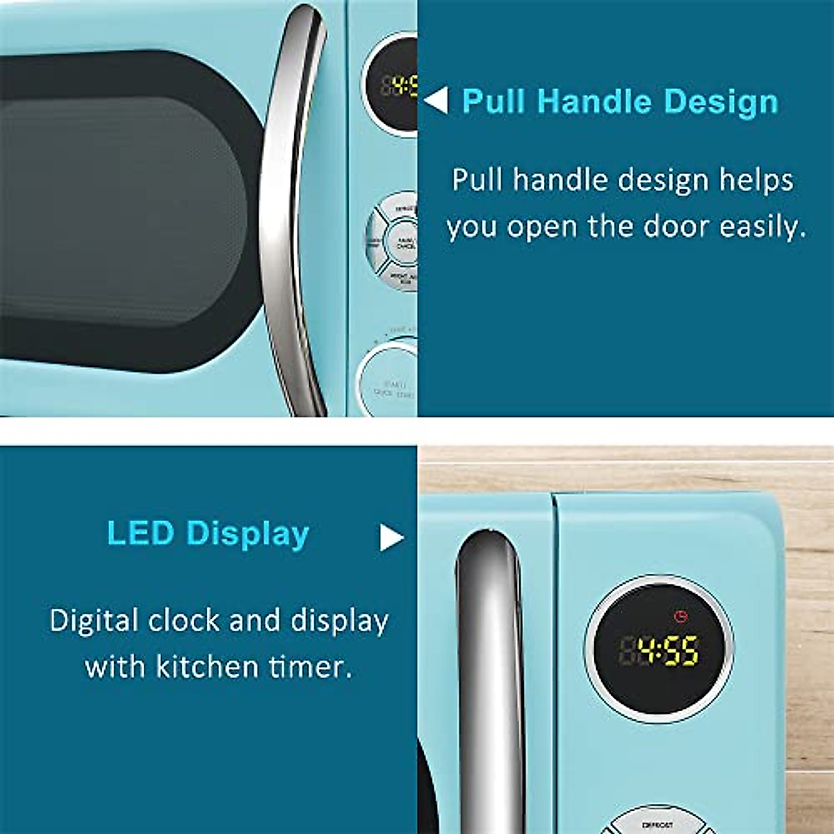 Countertop Microwave Ovens 0.7 Cu. ft. Retro Microwave Oven with Removable Glass Turntable, 700 W, Blue