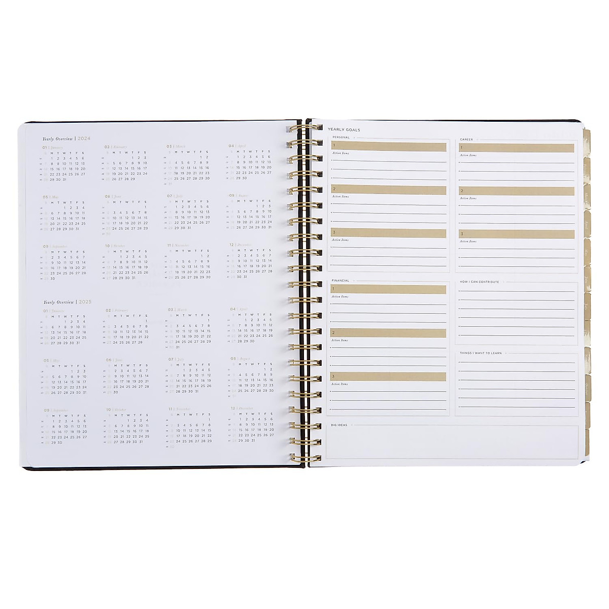 russell+hazel 2024 Weekly Planner, October 2023 - December 2024, Office Supplies, Black Vegan Leather, Includes 190 Stickers, 9.125” x 11.25”