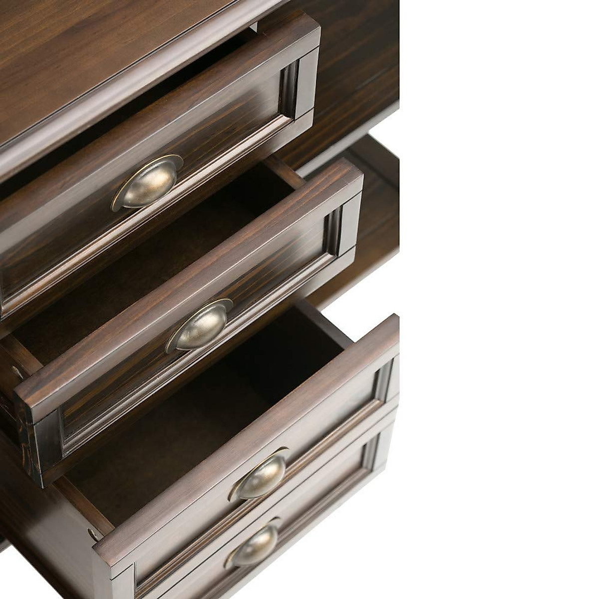 SIMPLIHOME Burlington SOLID WOOD 44 inch Wide Transitional Console Sofa Entryway Table in Mahogany Brown with Storage, 3 Drawers and 4 Shelves, for the Living Room, Entryway and Bedroom