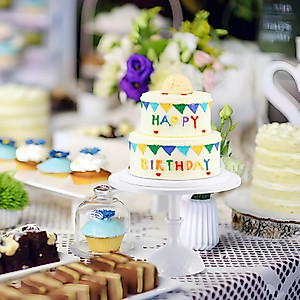 Hicarer 3pcs Cake Stand Set Metal Dessert Table Display Tiered Cupcake Holder of Disc Diameter 8" 10" 12", Grid Mesh Design Tall Base Candlestick Display for Wedding Baby Shower Birthday Party (White)