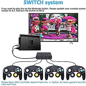 Wii U Controller Adapter, NGC Controller Adapter for Wii U,Nintendo Switch and PC USB.Easy to Plug and No Driver Need.4 Ports Turbo Button (Updated Version)