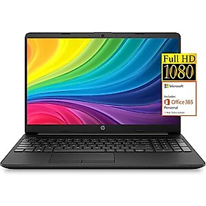HP Notebook 15 Laptop, 15.6" Full HD Screen, Intel Celeron N4020 Processor, 8GB RAM, 256GB SSD, 1-Year Microsoft Office 365, HDMI, RJ-45, Type-C, HDMI, Webcam, Windows 10 Home, Black