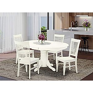 East West Furniture AVWE5-LWH-W Dining Table Set, 5 Pieces