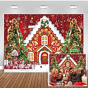 Christmas Gingerbread House Backdrop Glitter Cookie Exchange Candyland Winter Snowflake Photography Background for Kids Birthday Party Decor Banner (6X4)