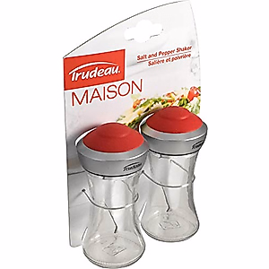 Trudeau Set of 2 Salt and Pepper Pop Table Shakers, Small, Red