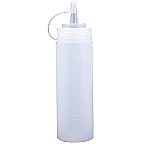Bekith 8 oz Plastic Squeeze Condiment Bottle, 12 Pack Multipurpose Squirt Bottles with Twist On Cap Lids and Discrete Measurements for Sauce, Ketchup, BBQ, Dressing, Paint, Workshop, Pancake Art Dispenser