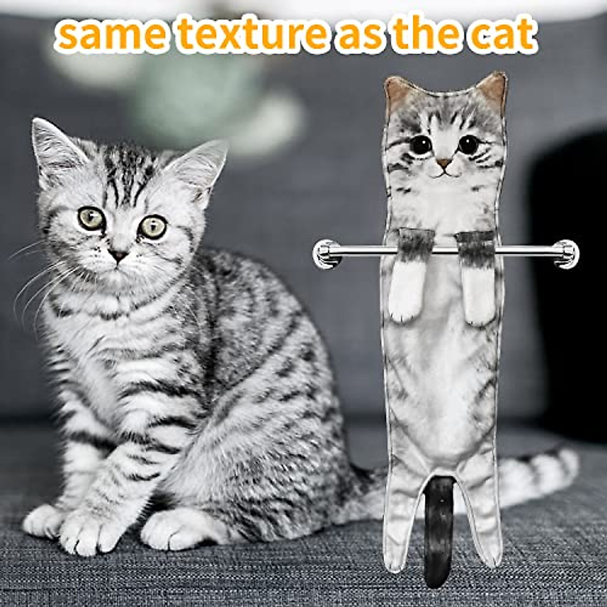 Cat Funny Hand Towels for Kitchen and Bathroom, High Absorbency Hand Towels Cute Decorative Cat Decor Hanging Washcloths Face Towels, Not Easy to Deformation, for Cat Lovers(Tabby cat)