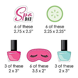 Big Dot of Happiness Spa Day - Paper Straw Decor - Girls Makeup Party Striped Decorative Straws - Set of 24