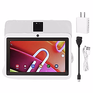 soobu Tablet, 7in Kids Tablet Large Storage Capacity IPS HD Display 5GWifi Dual Band White for Reading (White)