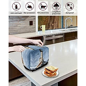 4 Slice Toaster Cover, Bread Machine Cover Lighthouse on An Isolated IslCircling Seagulls Retro Kitchen Appliance Dust Cover with Top Handle Fingerprint Protection Lightweight Kitchen Toaster Cover