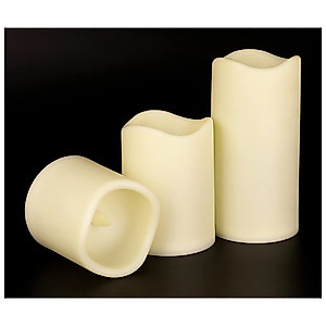 3 Pack Flameless Candles 3'' x 3'' 4'' 6'' LED Battery Operated Candles Flickering Plastic Resin Pillar Candles Tea Lights for Home Indoor Lantern Patio Garden