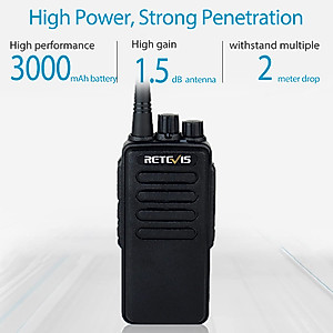 Retevis RT1 Long Range Walkie Talkies,High Power 2 Way Radio with 3000mAh Rechargeable,Emergency Alarm Walkie Talkie for Hunting(2 Pack)