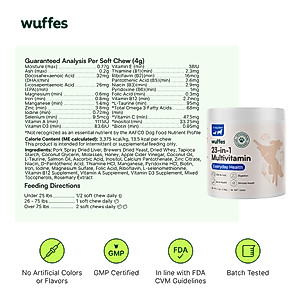 Wuffes 23-in-1 Chewable Dog Multivitamin&Supplements - Dog Multivitamin for Small&Large Breed - Pet Vitamins and Minerals for Coat, Heart, Hips&Joints, Digestion&Immune System, 30 Soft Chews (23-in-1)
